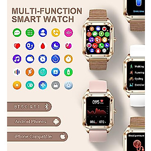 Iaret Smart Watch for Women (Call Receive Dial), Smart Watches for Android iOS Phones Smartwatch with AI Voice Control Heart Rate Sleep Monitor Pedometer Waterproof Activity Tracker