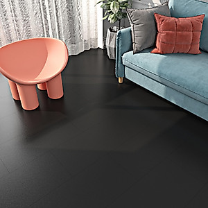 FunStick 12"x24" Peel and Stick Floor Tile Waterproof Black Vinyl Flooring Planks Peel and Stick Flooring Tiles for Bathroom Floor Tile Sticky Tiles for Kitchen Laminate Flooring Bedroom Laundry 5 Pcs