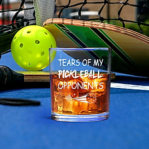 Futtumy Tears of My Pickleball Opponents Whiskey Glass, Funny Pickleball Gifts for Men Friend Pickleball Lovers Coworker, Pickleball Lover Gifts for Birthday Christmas, 10oz Pickleball Rock Glass