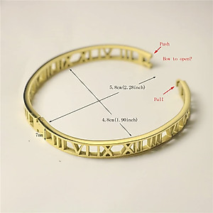 AIKESIWAI Roman numeral series hollow carved bracelet, fashionable women's bracelet, Roman numeral bracelet, three-color Roman bracelet (Gold)
