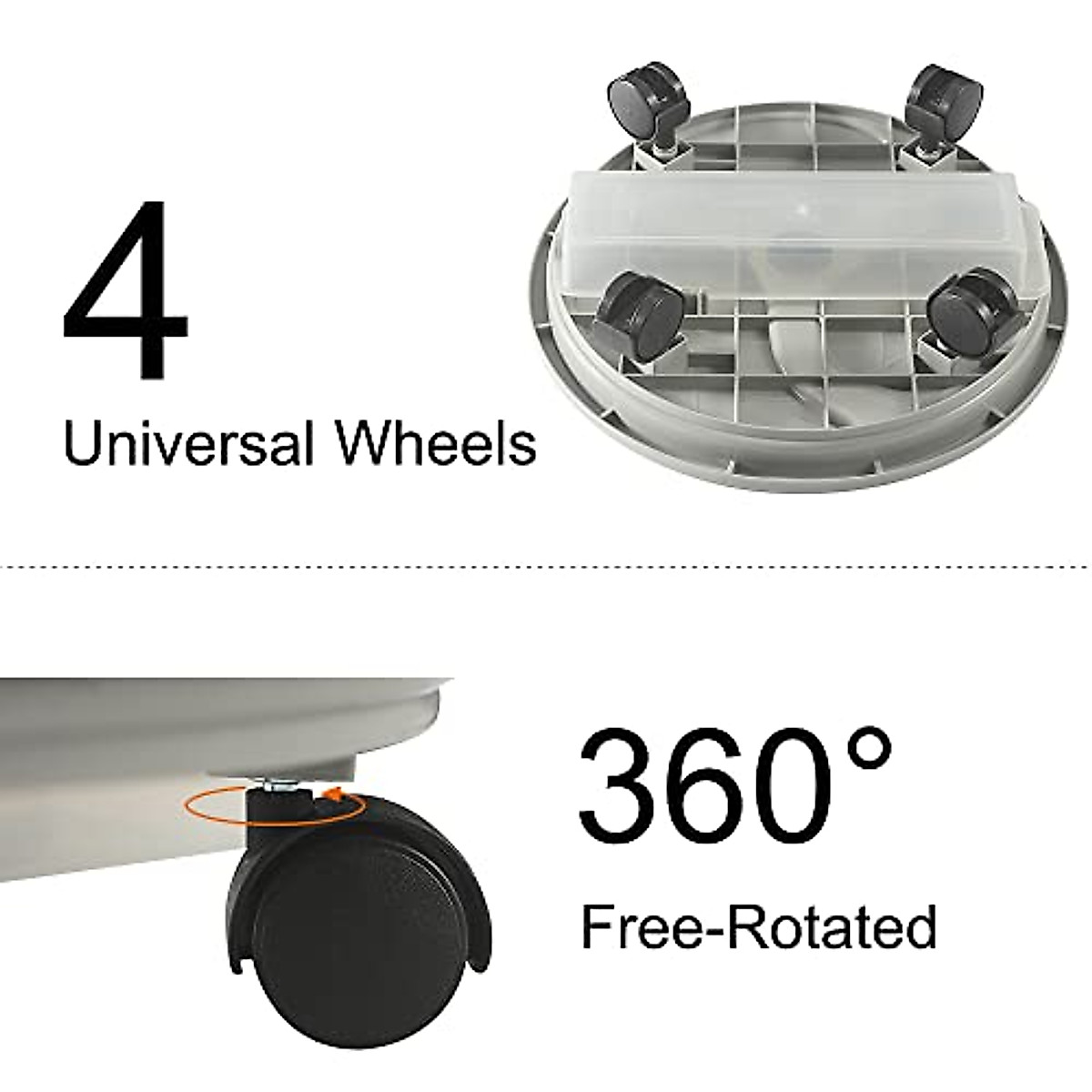 vigorange 4 Packs 13 inch Plant Caddy with 4 Wheels and Drainage Tray,Round Flower Pot Mover,Garden Rolling Plant Stand with Wheels,Plant Pallet Dolly for Heavy Duty Planter,Loading Capacity 110Lbs