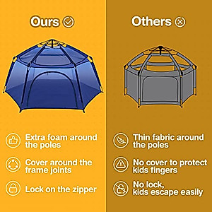 Alvantor Kids Tents Pop Up Play Tent Indoor Outdoor Playhouse for Babies Toddlers Children Camping Playground Playpen Play Yard 7'x7'x44 H Navy Patent