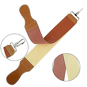 Grandslam Leather Strop for Straight Razor Sharpening and Smooth - Professional Straight Razor Knife Cowhide and Canvas Dual Strop Brown