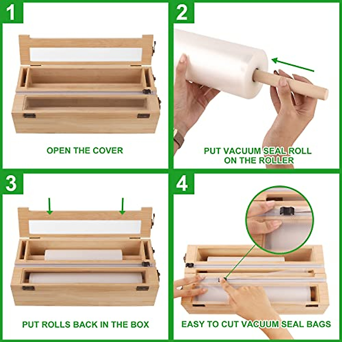 Refillable Vacuum Sealer Bags Dispenser, Rolls Keeper with Built-in Cutter, Come with 8'' and 11'' x 20’ Rolls for Food Saver, Commercial Grade, BPA Free and Heavy Duty