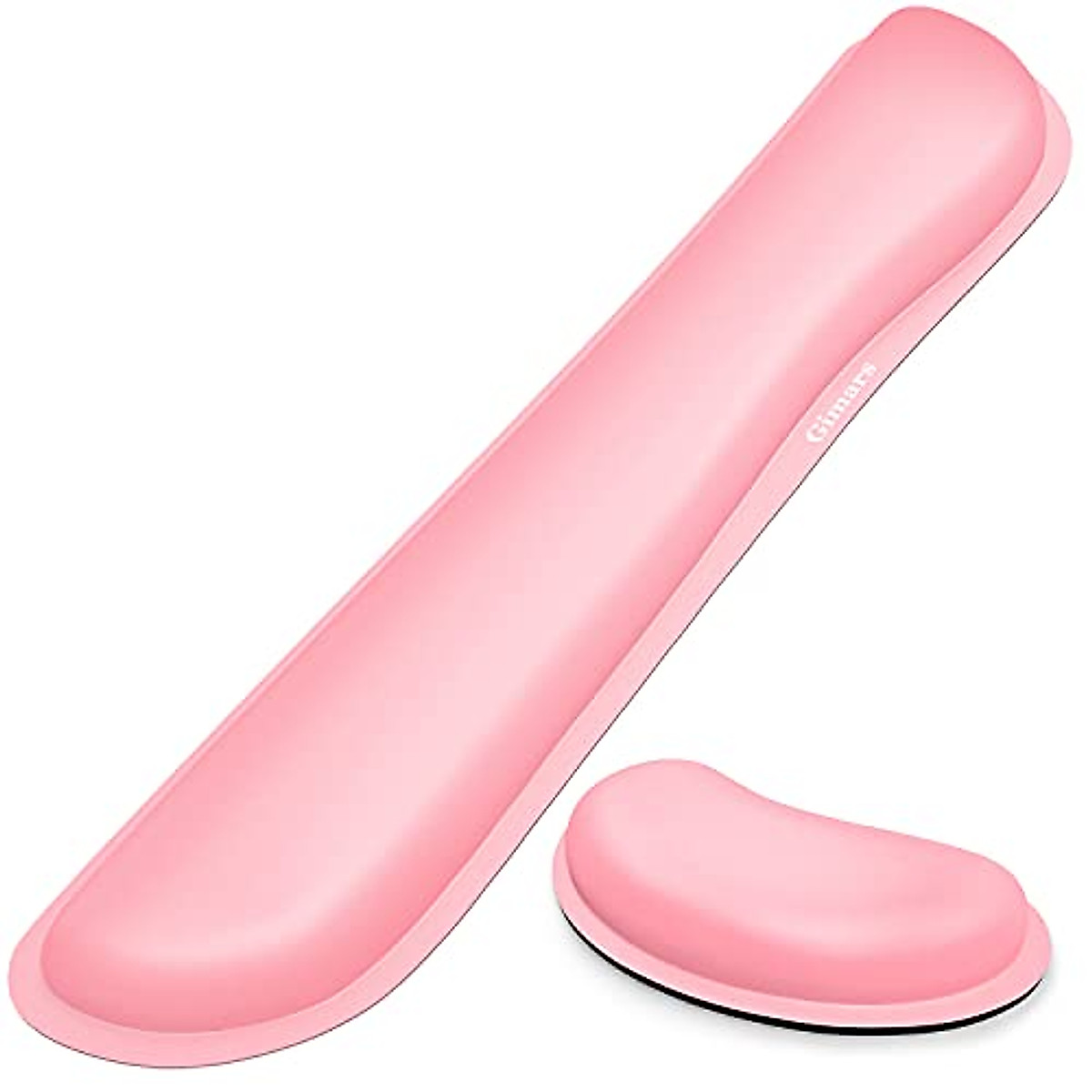 Gimars Upgrade Cleanable PU Leather Keyboard Wrist Pillow Rest Pad, Enlarge Mouse Wrist Cushion Support for Office, Computer, Laptop, Mac, Durable, Comfortable, Pain Relief, Pink