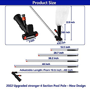 2023 Upgraded Small Pool Vacuum for Above Ground Pool w/Unique Lock Catch,48" Pool Pole,Brushes &Leaf Bag kit,Portable Swimming Pool Vacuum Head Cleaner,Pool Leaf Vacuum for Spa Hot Bub,Inground Pool