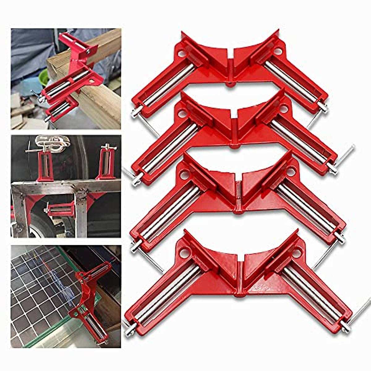 Corner Clamps for Woodworking, 90 Degree Clamps 4Pcs Right Angle Clamp Carpenter Square Woodworking Tools for DIY Framing, Shelving, Welding, Fish-tanks, Cabinets