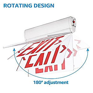 LEONLITE Red Exit Signs for Business, UL 924, LED Edge Lit Exit Sign, Hardwired Emergency Exit Lights with Battery Backup, Rotating Acrylic Clear Panel, Top/Side/Wall Mount, AC 120/277V, Pack of 2