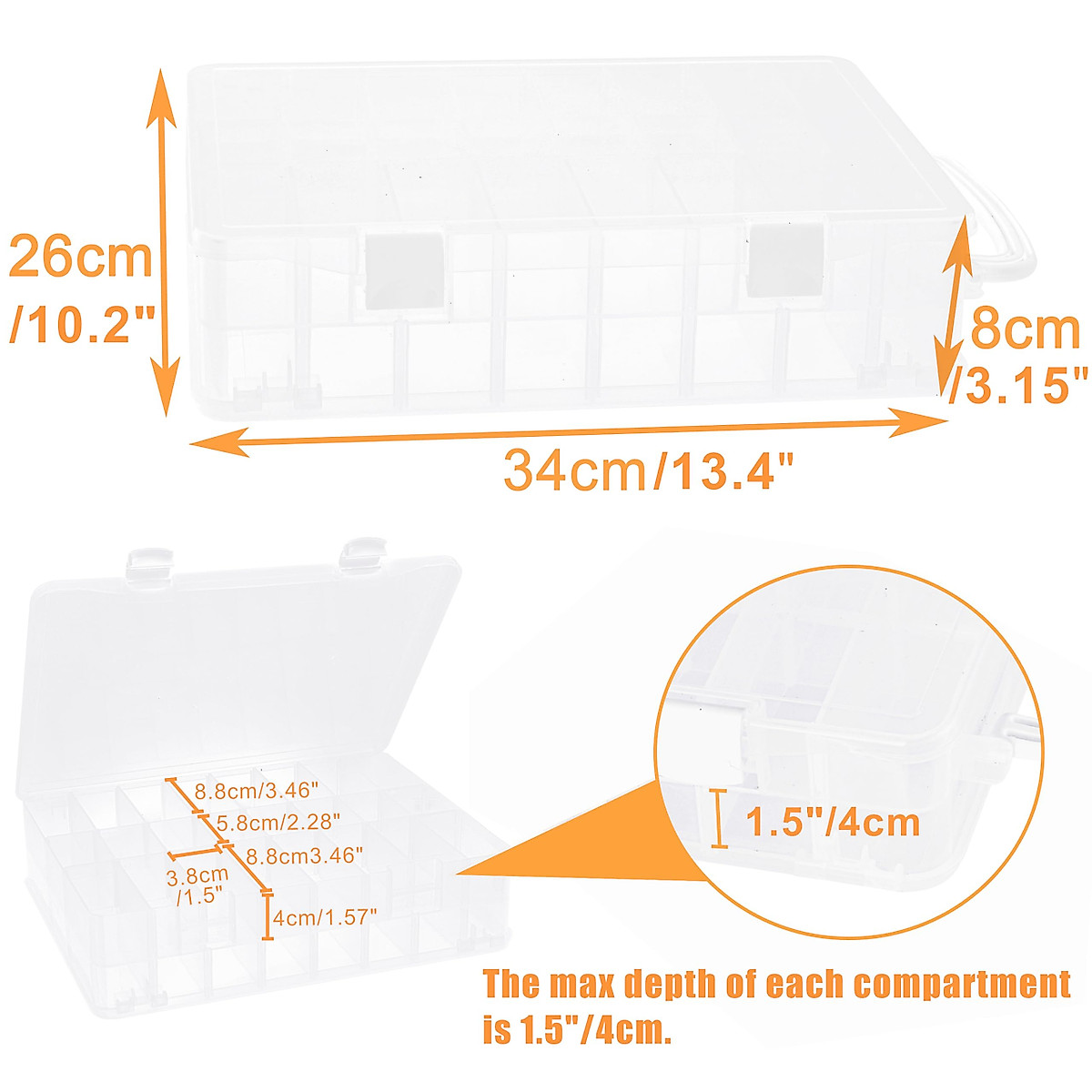 New brothread Double-Sided Storage Organizer/Box with Total 48 Adjustable Compartments, Removable Dividers for Embroidery and Sewing Threads, Embroidery Floss, Needles, Beads, Small Crafts & Toys