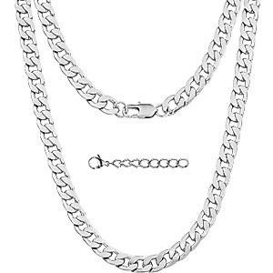Silvadore Silver Mens Necklace Chain for Men Stainless Steel CUBAN Link Jewelry - Cadenas Para Hombres - 20 inch 9mm Thick Miami Curb - Non-Tarnish Rapper Cool Sterling Christmas Gift