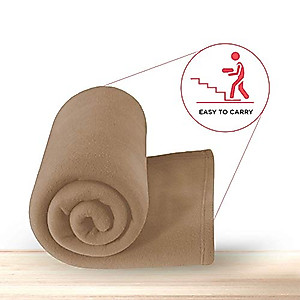 JMR Fleece Throw Blankets for Bed, Couch, or Sofa - Ultra-Soft and Warm Microfiber Plush Blanket for Home and Outdoor Use (Beige, 108X90)