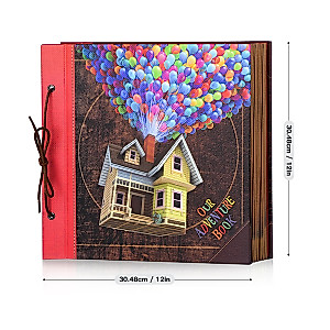 Our Adventure Book 12x12 Inch,Scrapbook Album Large Handmade Travel Scrapbook 60 Pages DIY Album for Anniversary,Wedding,Travelling,Writing,Baby,Friends,Family,Couple Gifts (Up House)