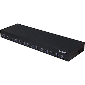 SEDNA - 19 Inch 1U Rack Mount 13 Port USB 3.2 Gen I Hub (5Gbps) - with 5V 10A AC/DC Adapter