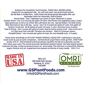 Organic Hydrolyzed Liquid Fish Fertilizer by GS Plant Foods (1 Gallon)