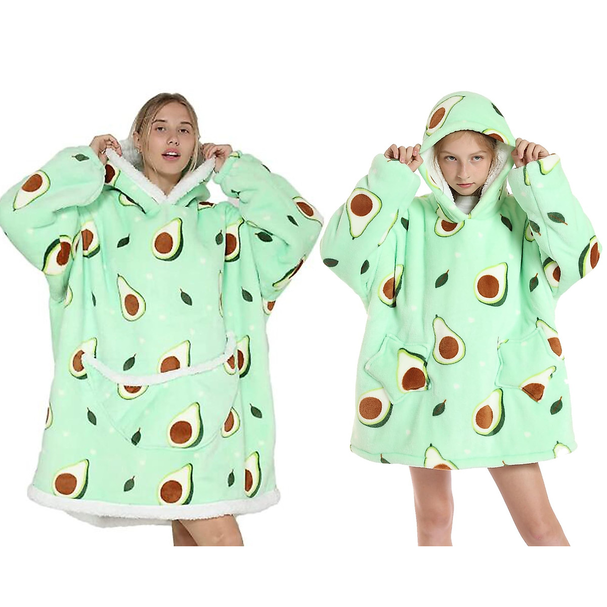 Shamdon Home Collection Wearable Blanket Hoodie,Oversized Sherpa Fleece Sweatshirt Blanket with Giant Hood Pocket and Sleeves for Kids,Gifts for Girls Boys