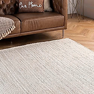 nuLOOM Rigo Hand Woven Farmhouse Jute Area Rug, 8x10, Off White