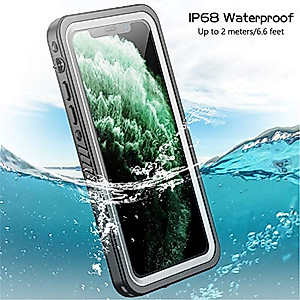 VAPESOON Compatible with iPhone 11 Waterproof Case, Built-in Screen Protector Full-Body Rugged Bumper Sealed Cover Shockproof Dustproof Waterproof Case for iPhone 11 6.1 inch (Black/Clear)