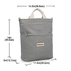 Canvas Tote Bag with Zipper and Pocket, Casual Shoulder Work Bag for Women Crossbody Handbags School Planner Hobo Bag Grey