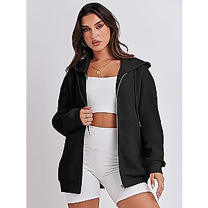 Prinbara Women's 2023 Hoodies Casual Jackets Sweatshirts Zip Up Y2k Hoodie Cute Teen Girl Tops Trendy Gothic Clothing 9PA31-zangqing-M Black