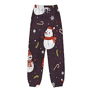 Sweatpants Womens,High Waisted Sweatpants for Women Xmas Print Elastic Waisted Workout Jogging Graphic Print Straight Leg Baggy Sweatpants Buffalo Plaid Graphic Print Brown XL
