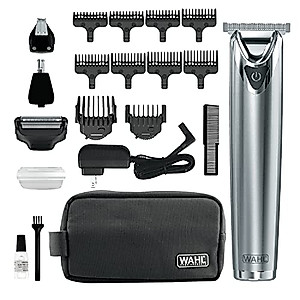Wahl Stainless Steel Lithium Ion 2.0+ Beard Trimmer for Men - Electric Shaver & Nose Ear Trimmer - Rechargeable All in One Men's Grooming Kit - Model 9864SS