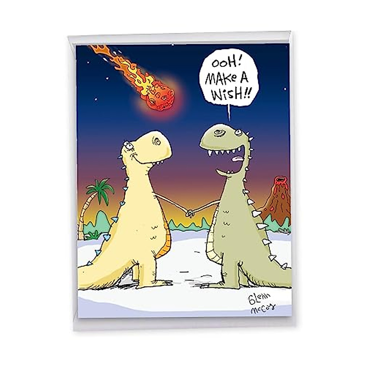 NobleWorks - 1 Jumbo Funny Birthday Card with Envelope (8.5 x 11 Inch) - Birthday Occasion Humor, Group Cartoon Card - Make a Wish J9735