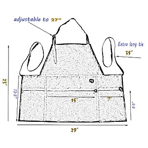 Cute Adjustable Bib Aprons with 3 Zipper Pockets Unique Design for Kitchen Cooking, Chef work, BBQ, Baking, Holding Card Money Smartphone Notebook, Black and Blue, 23 inch x 29 inch (TGB-07)