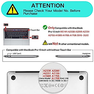 MOSISO Compatible with MacBook Pro 13 inch Case M2 2023, 2022, 2021-2016 A2338 M1 A2251 A2289 A2159 A1989 A1708 A1706, Plastic Pattern Hard Shell Case&Keyboard Cover&Screen Protector,Black Marble