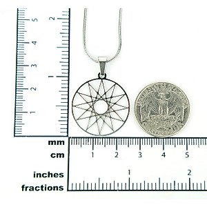 ANGIEHAIE Necklace, 20" Snake Chain with 12 Point Star Charm Pendant Hellenic Greek Magic Twelve Symbol, Pure 304 Stainless Steel