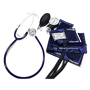 EMI #311 Pediatric Aneroid Sphygmomanometer Set Child and Infant Cuff Plus Basic Dual Head (Navy)