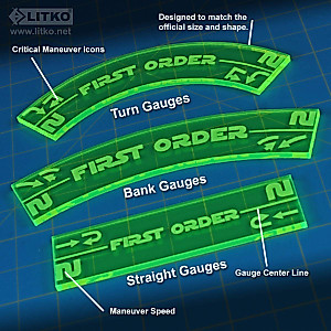LITKO Space Fighter 2nd Edition Maneuver Gauge Set | Movement Tools | Compatible with Star Wars X-Wing | Set of 11 (First Order)