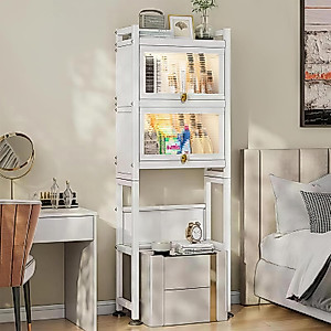 FHISD Over The Toilet Storage Cabinet, Bathroom Cabinet Over Toilet with Flip Doors, 3-Tier Bathroom Organizer Shelf, Freestanding Above Over Toilet Storage Shelf, Home Space-Saving, White