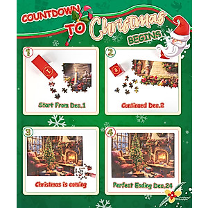 Protado Advent Calendar 2023 Christmas Jigsaw Puzzle, 24 Days Surprise Christmas Countdown Calendars for 6+ Kids and Adults, 1000 Pieces Puzzle Great Stocking Stuffer Xmas Presents Home Decor 27.5*19.7in