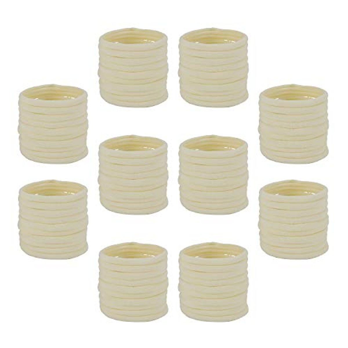 Angla 100 Pack Bulk Super Soft Stretchy Elastic Nylon Headbands Bow Ivory White Nude Skinny Hairband Slim Turban Headwrap Hair Ties Ponytail Holder for Newborn Infant Toddler Baby Girls, Medium