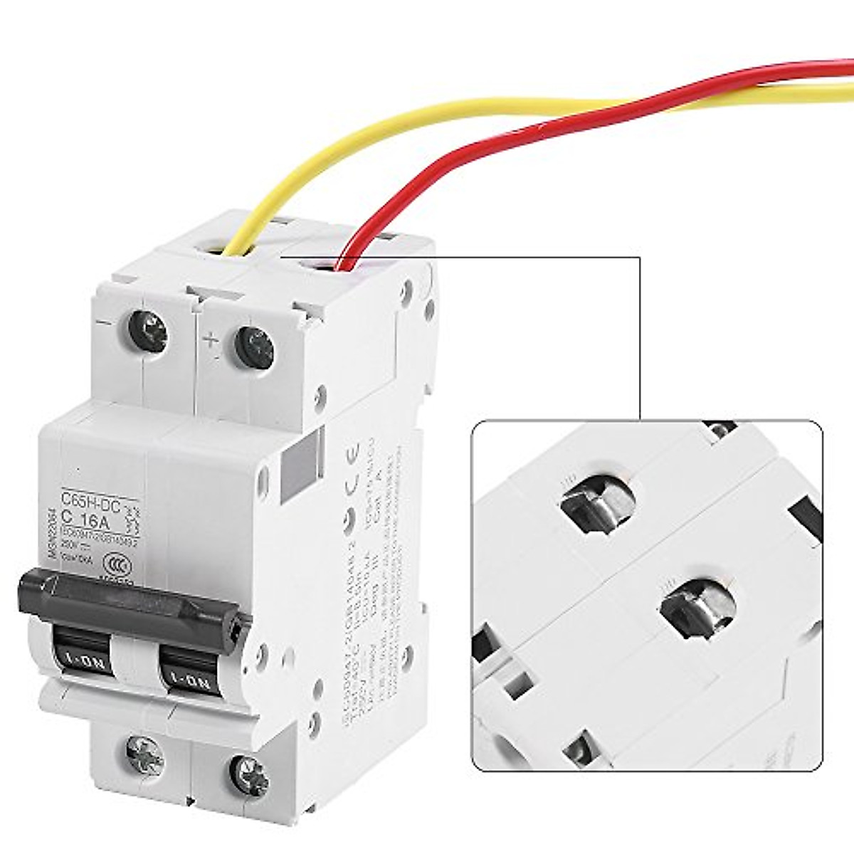 250 V DC 2P Miniature Circuit Breaker, Overload Protection Solar Disconnect, Photovoltaic Control Circut for Solar Panels Grid System Wind Solar Hybrid System Many Other DC Systems, 63A