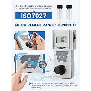 NEWTRY Turbidity Meter, Portable Digital Water Turbidimeter, ISO7027 Compliant, Accuracy 0.1, 0-200NTU, LCD with Backlight, for Lab Water Treatment Plant Wine Industry