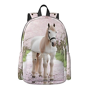 FeHuew 16 inch backpack 3D Animal White Horse Laptop Backpack Full Print School Bookbag Shoulder Bag for Travel Daypack