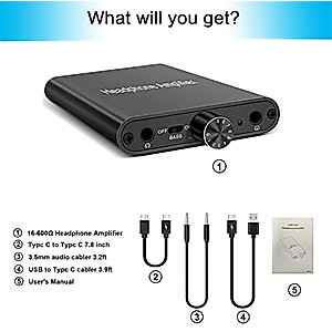 Headphone Amplifier HIGI Ampedance Headphone Amp Support 3.5mm AUX Input which can be Used with Either MAC, Mobile Phone, PS4, PS5, Xbox, Laptop or Desktop System (600Ω DAC Headphone Amplifier)
