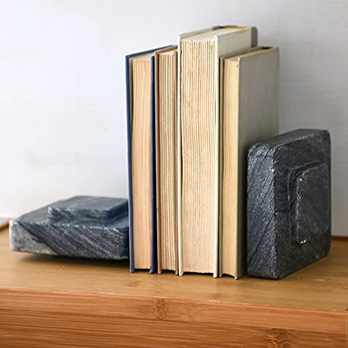 Main + Mesa Square Marble Bookends, Black