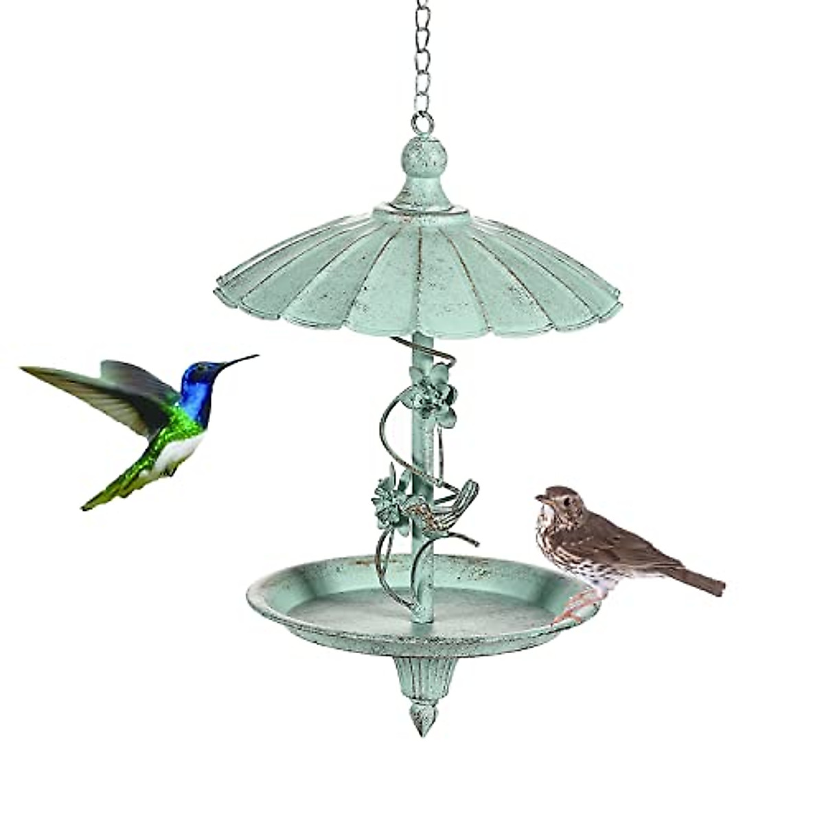 Bird Feeder Hanging Tray, Bird Feeders for Outdoors Hanging, Outdoor Hanging Metal Bird Feeder, Antique Umbrella Shape Bird Feeder, Metal Hanging Seed Tray for Garden Yard Decoration