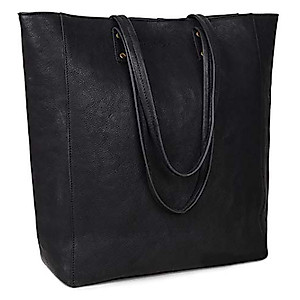 ANTONIO VALERIA Ava, Black Premium Leather Tote/Top Handle Shoulder Bag for Women