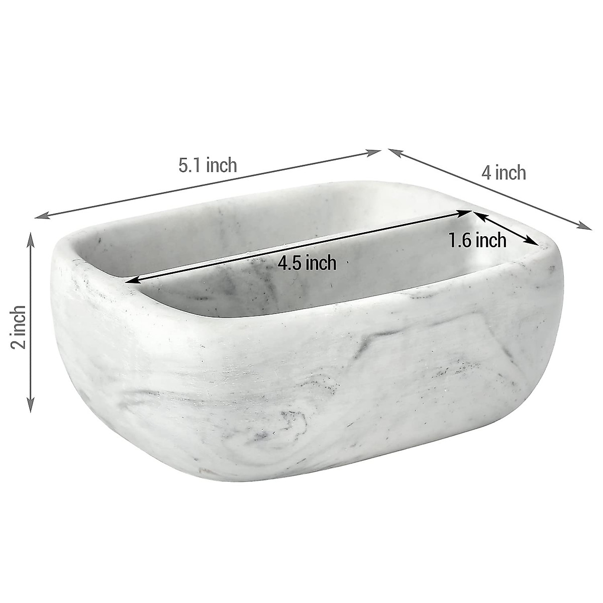 MyGift Modern White Resin Sponge Holder for Kitchen Sink, Countertop Sponge Dish with 2 Compartments and Marble Pattern