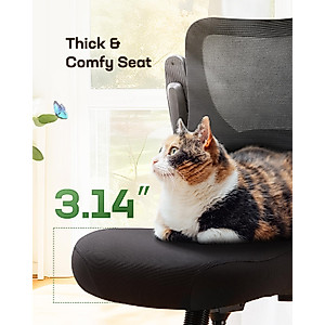 Marsail Office Chair Ergonomic Desk Chair with 3 Ways PU Armrests and Adjustable Lumbar Support Breathable Mesh Computer Chair Executive Rolling Swivel Comfy Task Chair for Home Office Gaming