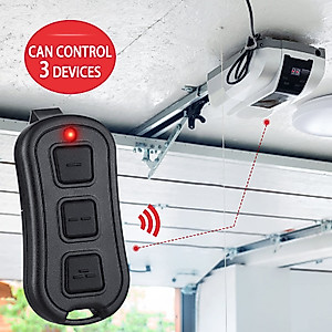Kingdder Universal Garage Door Opener Remote for Purple Yellow Red Orange Green Learning Buttons Compatible with Chamberlain Liftmaster Garage Door Opener 3 Buttons with Key Chain(Black,3 Pcs)