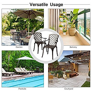 Giantex Patio Chairs Set of 2, Outdoor Dining Chairs Cast Aluminum, Durable Solid Legs, Bistro Chair w/Hollow Seat Back, Antique Armchairs for Lawn Porch Garden Backyard Poolside Deck