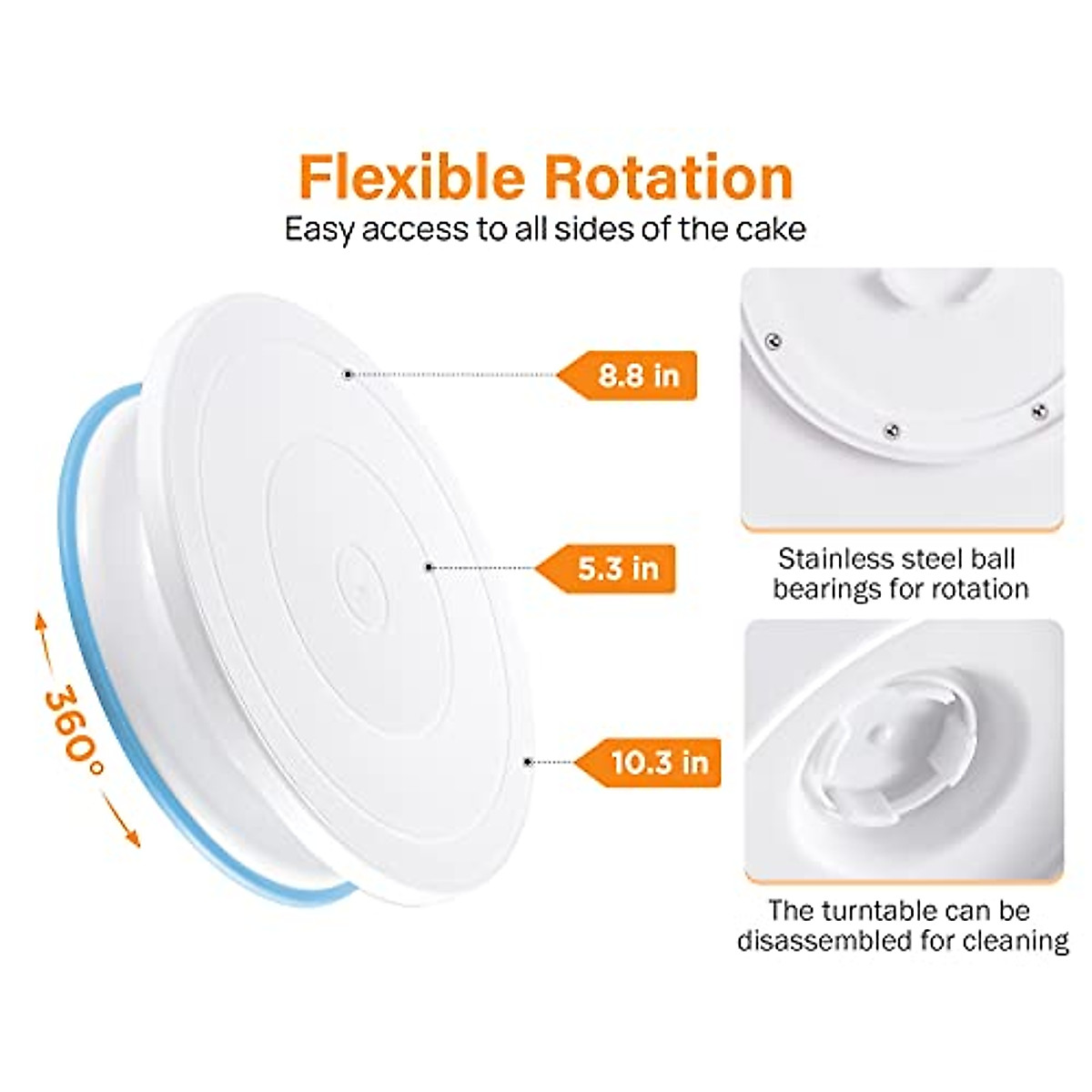Kootek 71PCs Cake Decorating Supplies Kit, Cake Decorating Set with Cake Turntable, 12 Numbered Icing Piping Tips, 2 Spatulas, 3 Icing Comb Scraper, 50+2 Piping Bags, and 1 Coupler for Baking