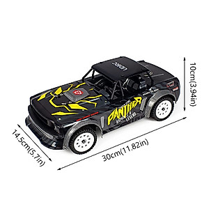 QIYHBVR 1/16 High Speed 4WD RC Rally Racing and Drift Car for Adults and Kids, 30KM/H On Road Remote Control Car RC Truck with 2 Batteries, 2.4Ghz RTR Vehicle RC Crawler with Lights
