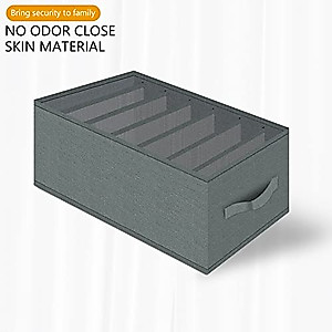 KOMIWOO Wardrobe Clothes Organizer, 7 Grid Clothes Organizer Washable Closet Drawer Storage Organizer for Pants, Jeans and T-Shirt