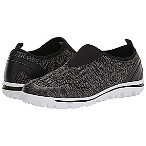 Propet Women's TravelActiv Slip-On Sneaker, Black Heather, 8.5 X-Wide US