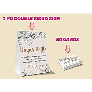 Yuansail Diaper Raffle Tickets For Baby Shower, Plant Themed Cards, Party Favors For Baby Showers Game Cards,1 Sign & 50 Cards Per Pack – (bb005-niaobu)